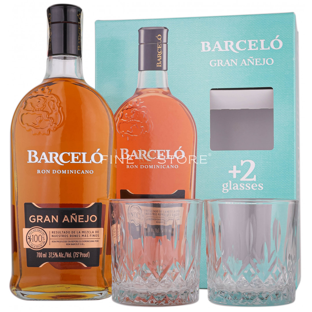 Barcelo Gran Anejo Ron Cu 2 Pahare 0.7L Rom | FineStore