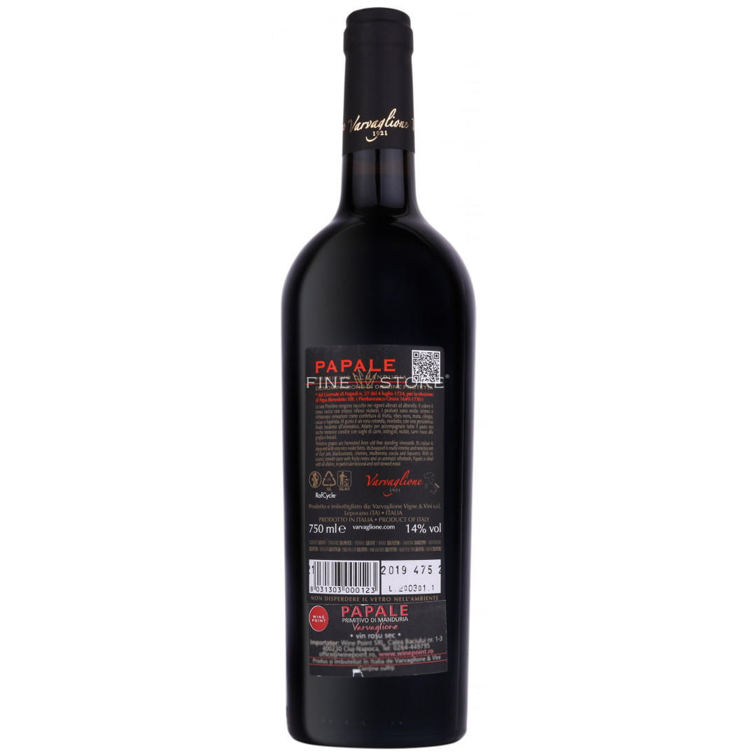Varvaglione Papale Primitivo Di Manduria 0.75L Vin | FineStore